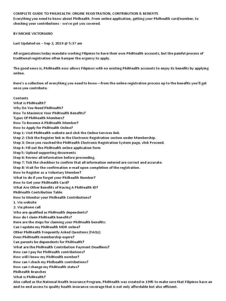 Complete Guide To Philhealth | PDF | Health Care | Health Sciences