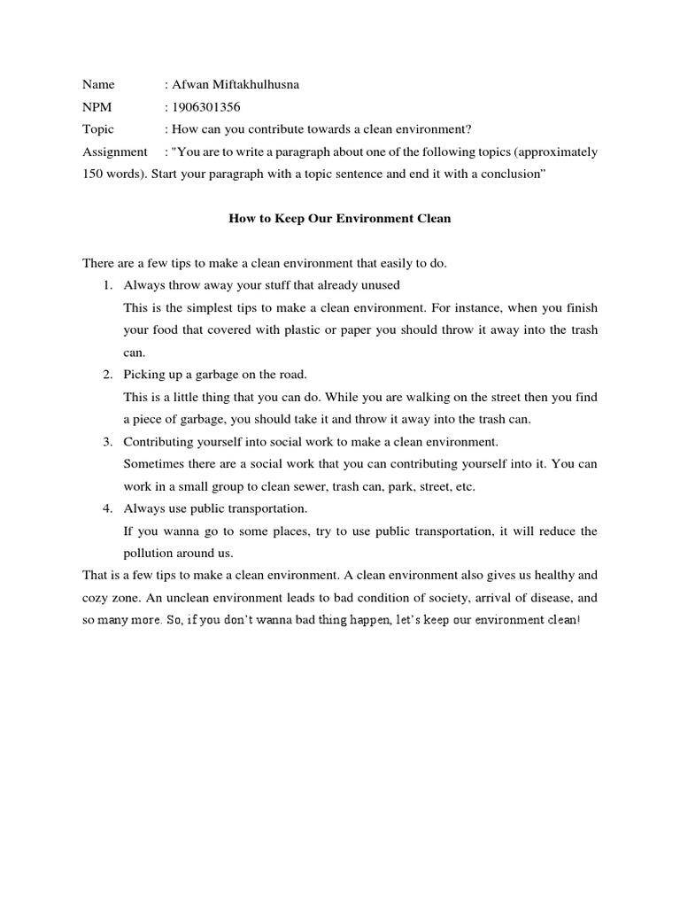 How To Keep Our Environment Clean | PDF