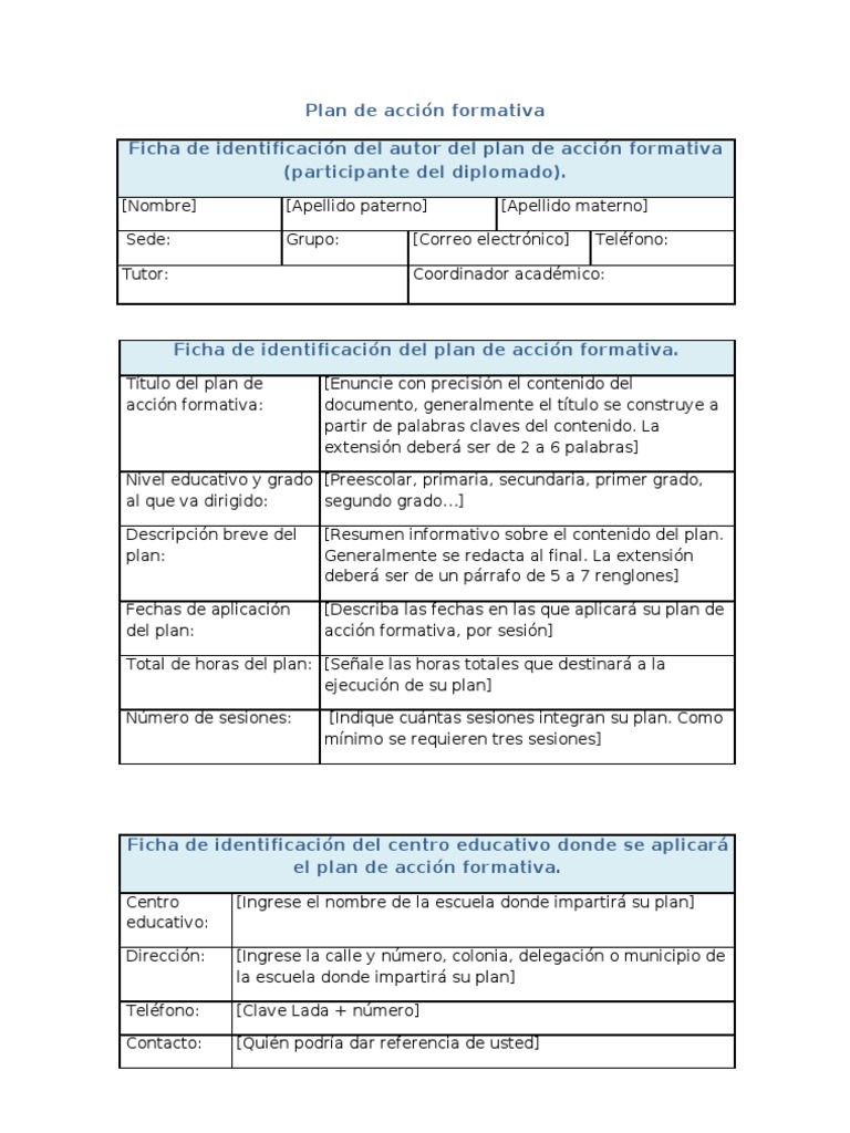 Plan de Acci N Formativa. | PDF | Evaluación | Aprendizaje