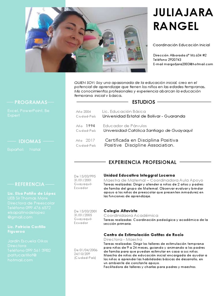 Curriculum Julia Jara | PDF | Educación de la primera infancia | Modificación de comportamiento