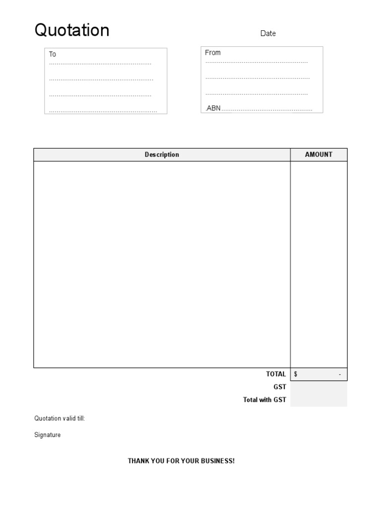 Quotation: Date Quotation # Customer ID | PDF