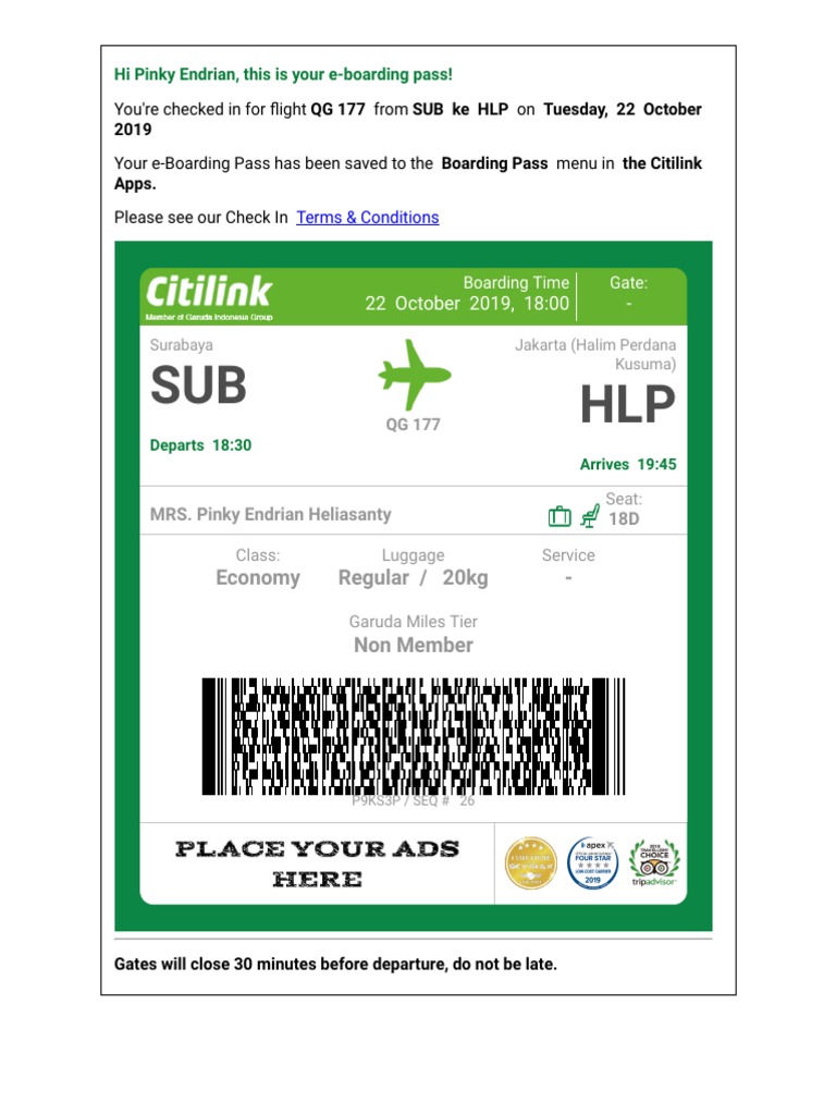 SUB HLP: Economy Regular / 20kg - Non Member | PDF | Airlines | Aviation