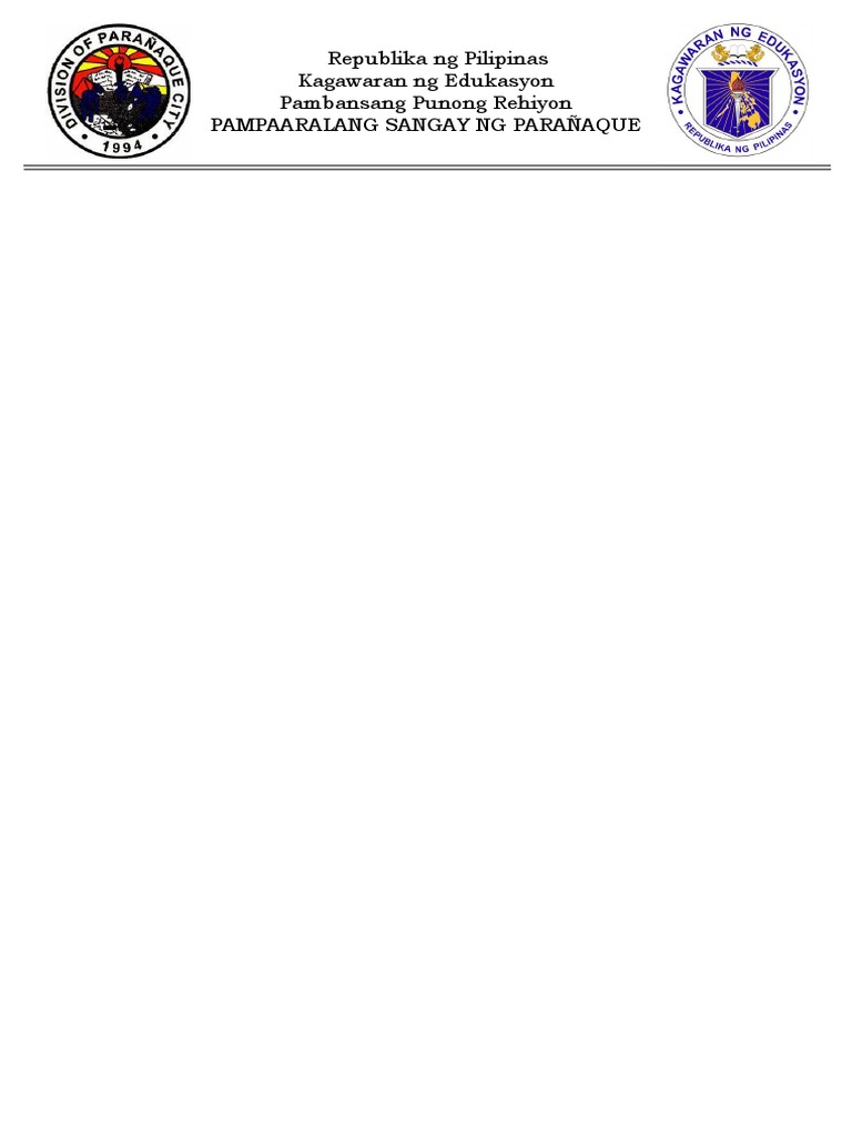 SDO Paranaque A4 Size Letterhead Template | PDF