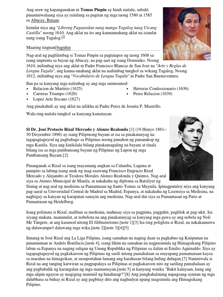 Ang Araw NG Kapanganakan Ni Tomas Pinpin Ay Hindi Naitala | PDF