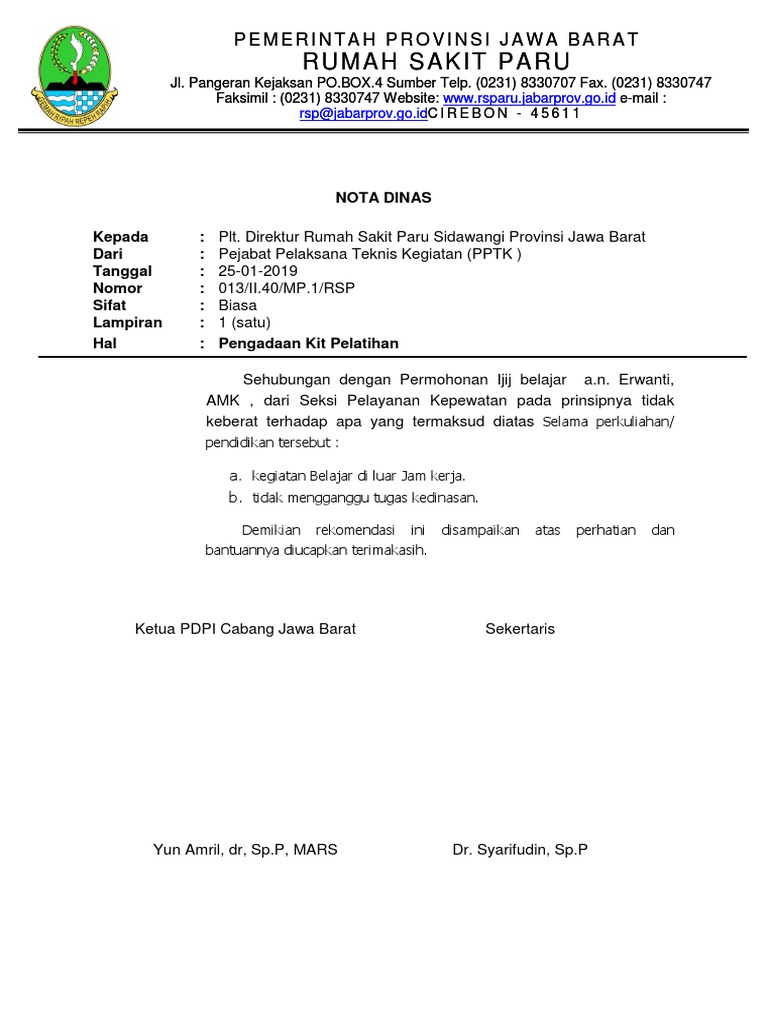 Nota Dinas Rekomendasi Erwanti | PDF