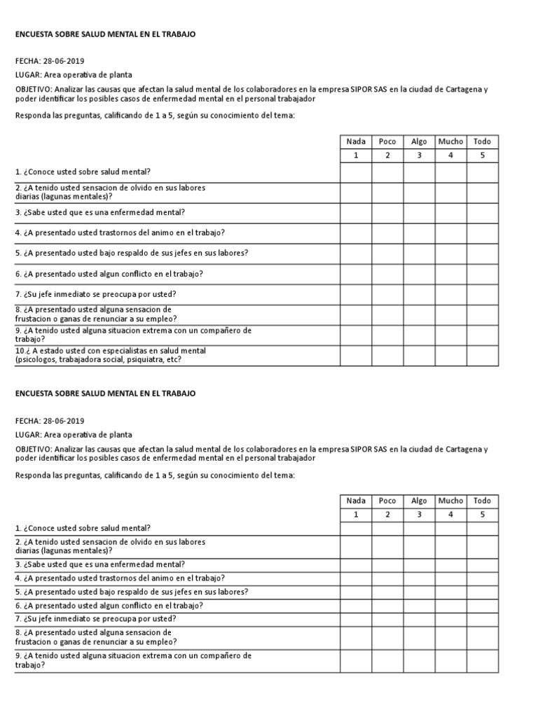 Encuesta Salud Mental | PDF | Trastorno mental | Salud mental
