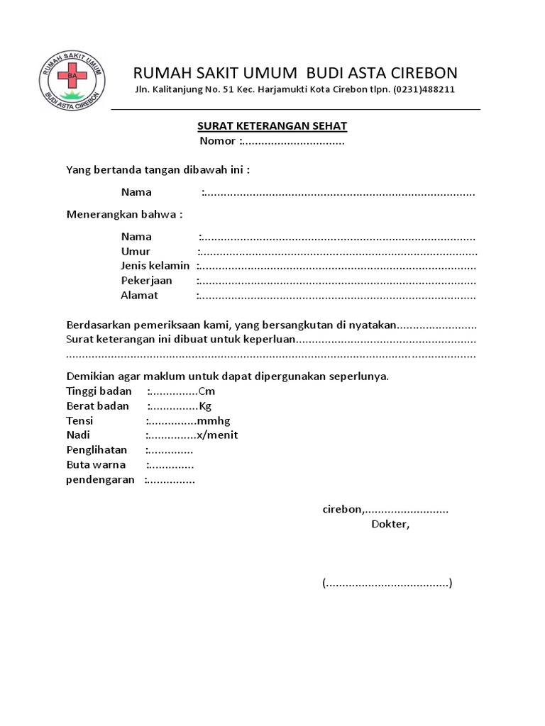 Surat Keterangan Sehat | PDF