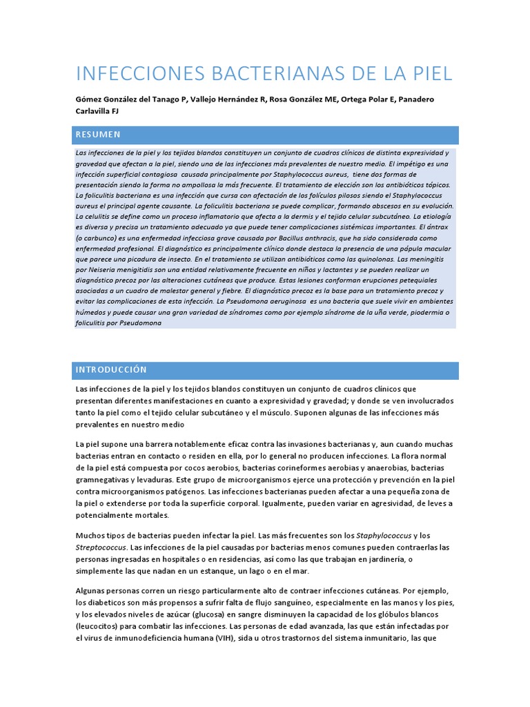 Infecciones Bacterianas de la Piel | PDF | Ántrax | Ciencias de la Salud