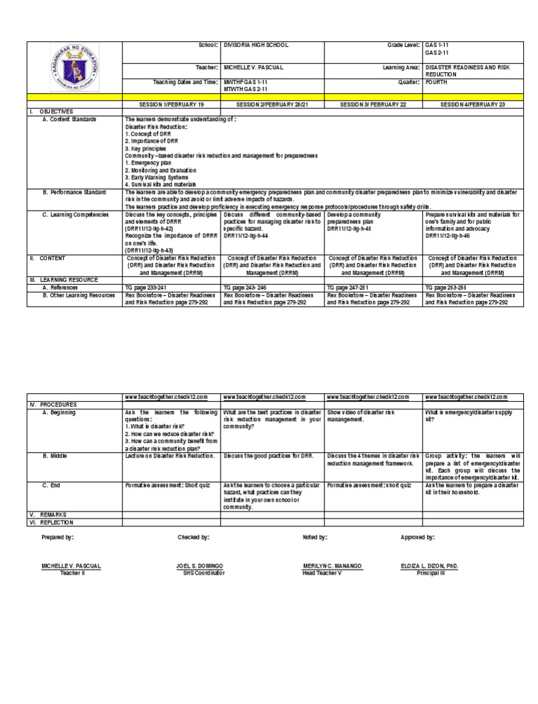 DRRRM DLL | PDF | Disaster Risk Reduction | Emergency Management