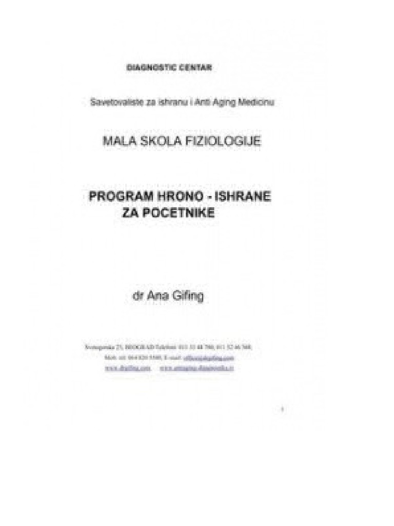 Program Hrono Ishrane Za Pocetnike | PDF