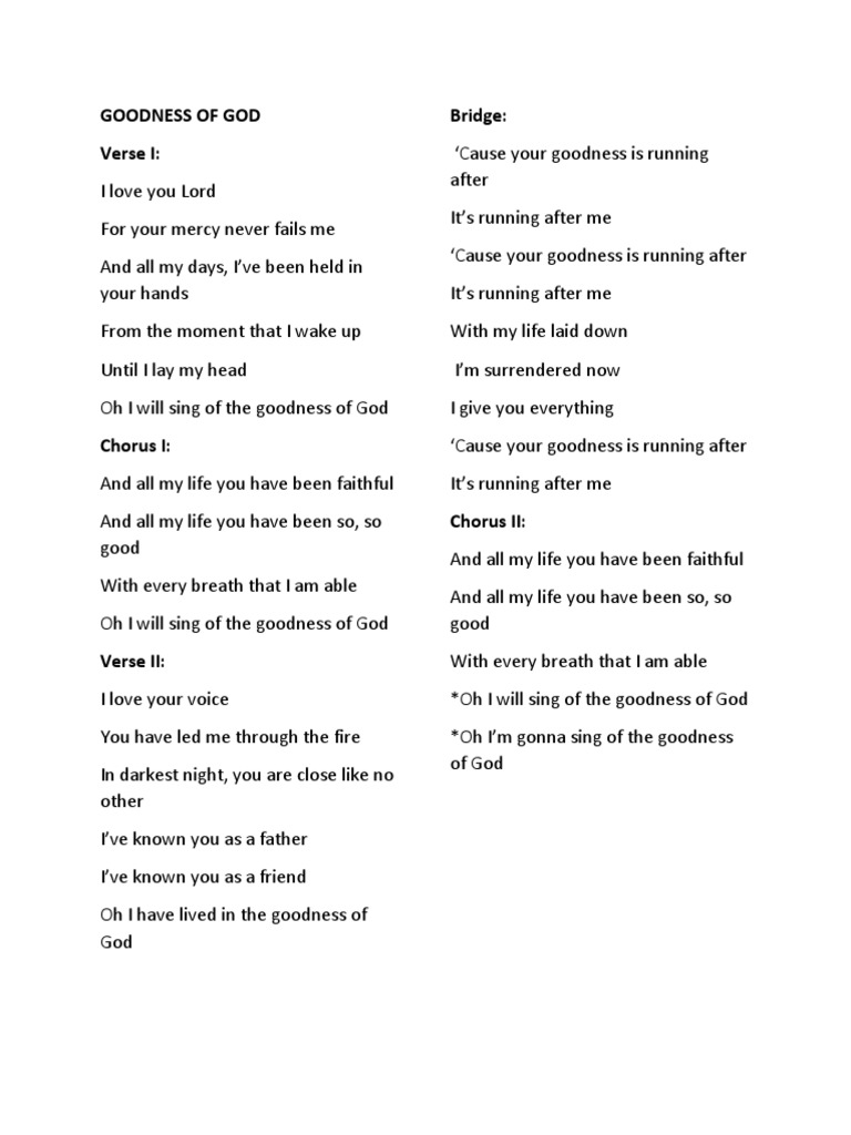 Goodness of God | PDF