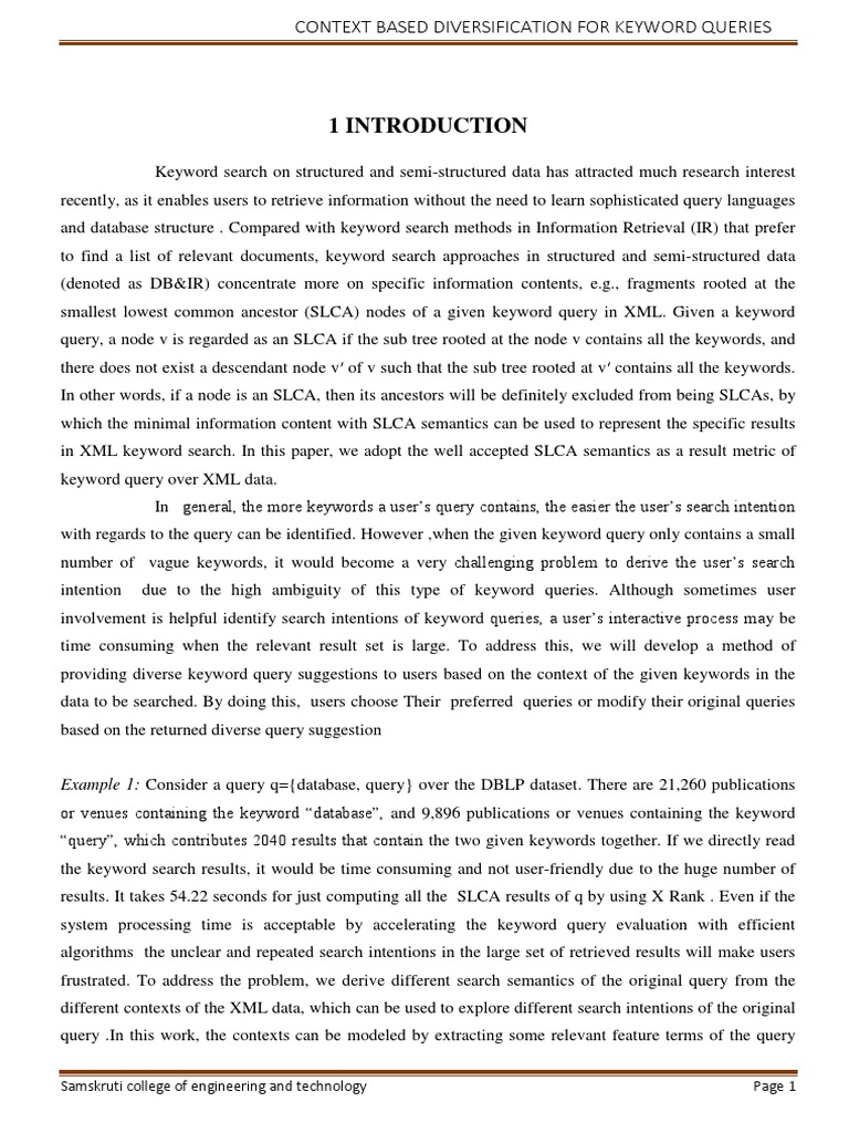 Example 1: Consider A Query Q (Database, Query) Over The DBLP Dataset ...