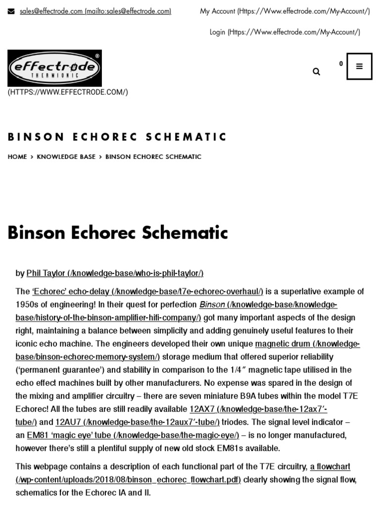 Binson Echorec Schematic - Effectrode | PDF | Amplifier | Vacuum Tube