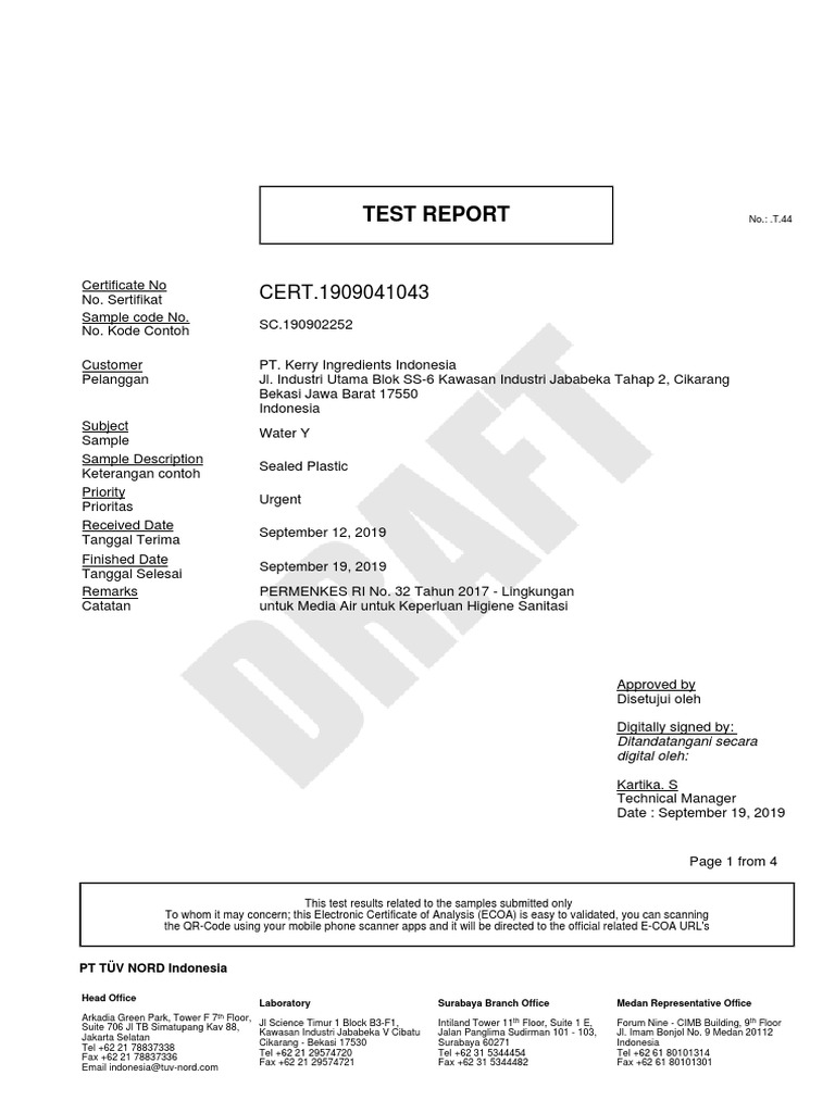 Test Report: CERT.1909041043 | PDF | Sets Of Chemical Elements | Atoms