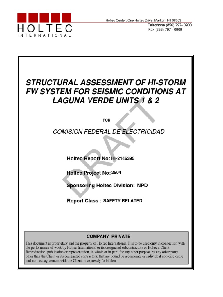 Draft: Holtec | PDF | Earthquakes | Mechanics