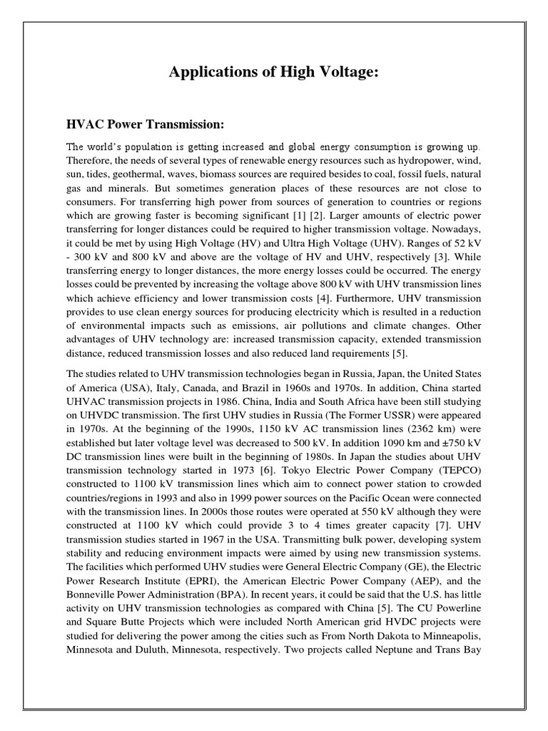 Applications of High Voltage | PDF | High Voltage Direct Current ...