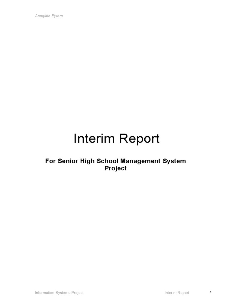 Interim Report: For Senior High School Management System Project | PDF ...
