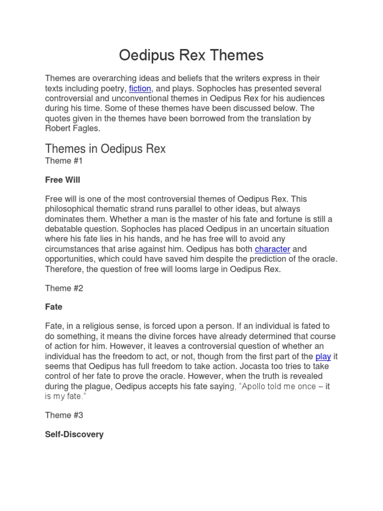 Oedipus Rex Themes Explained | PDF | Oedipus