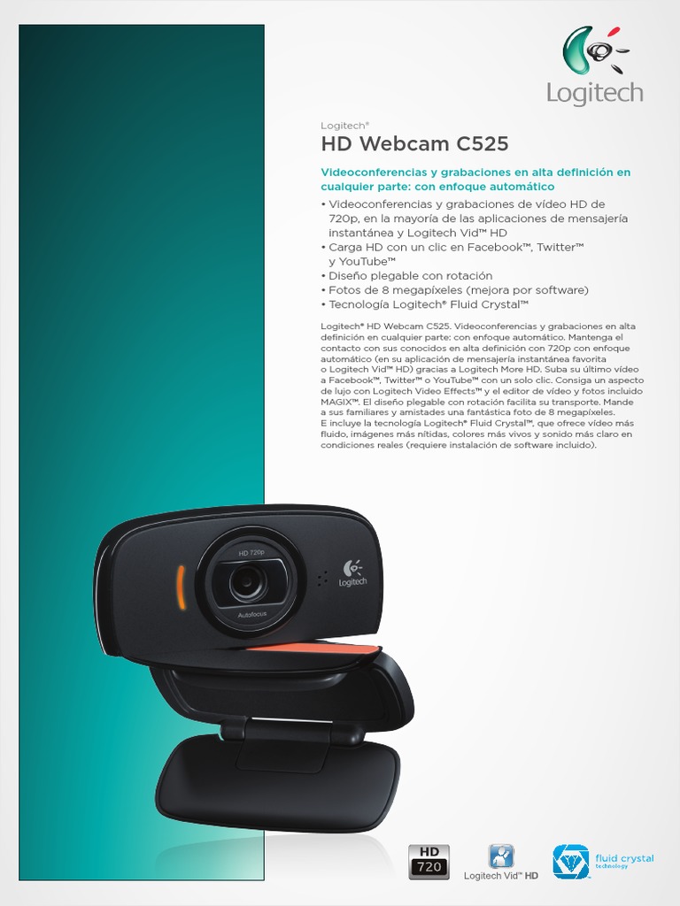 LOGITECH® HD Webcam C525 | PDF | Vídeo | Videotelefonía