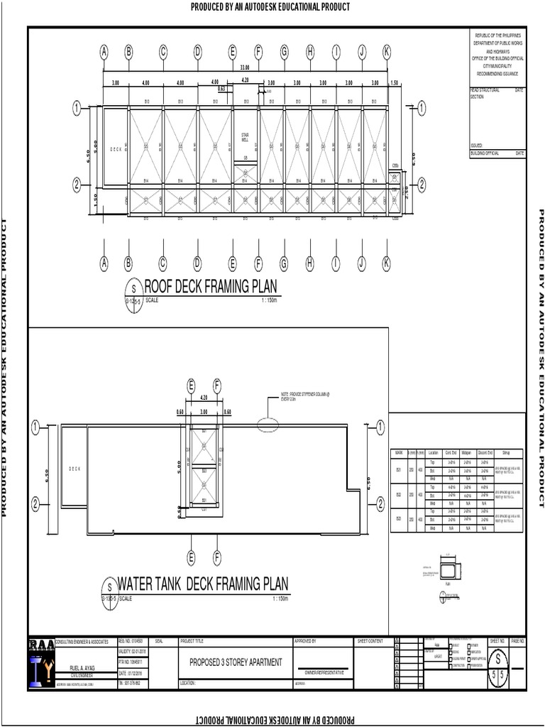 Roof Deck Framing Plan: E I K C F A B G D H J | PDF