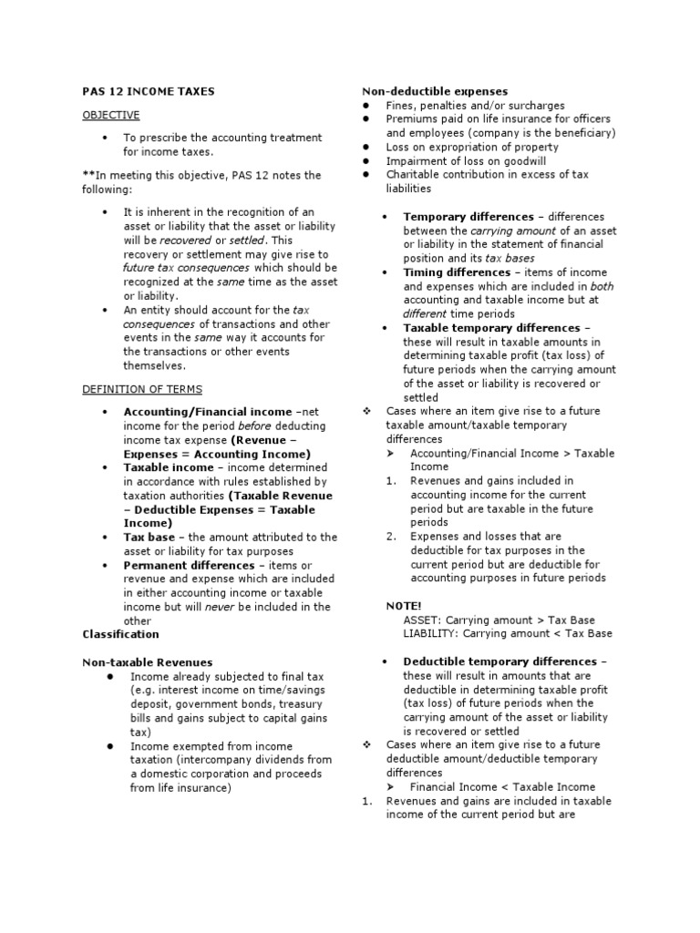 Pas 12 Income Taxes | PDF | Deferred Tax | Income Tax