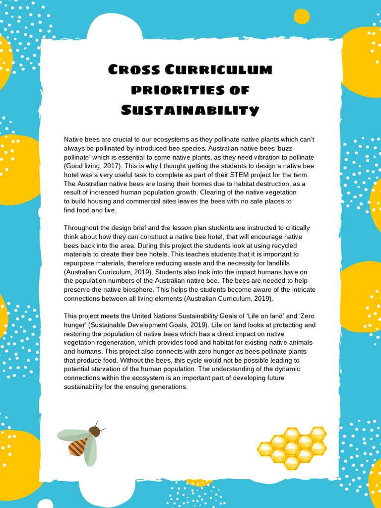 Sustainability - Cross Curriculum Priorities