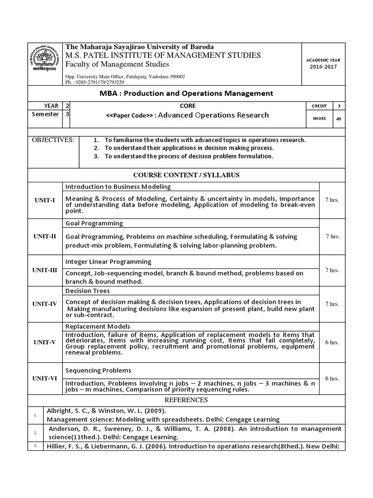 Advanced Operations Research | PDF | Operations Research | Decision Making