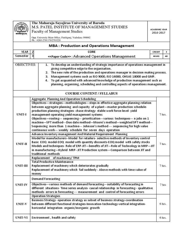 Advanced Operations Management | PDF | Operations Management ...