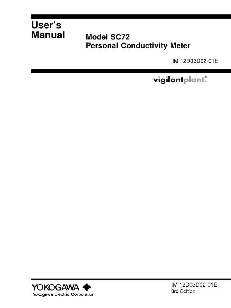 Conductivity Yokogawa SC72 | PDF | Electrical Resistivity And ...