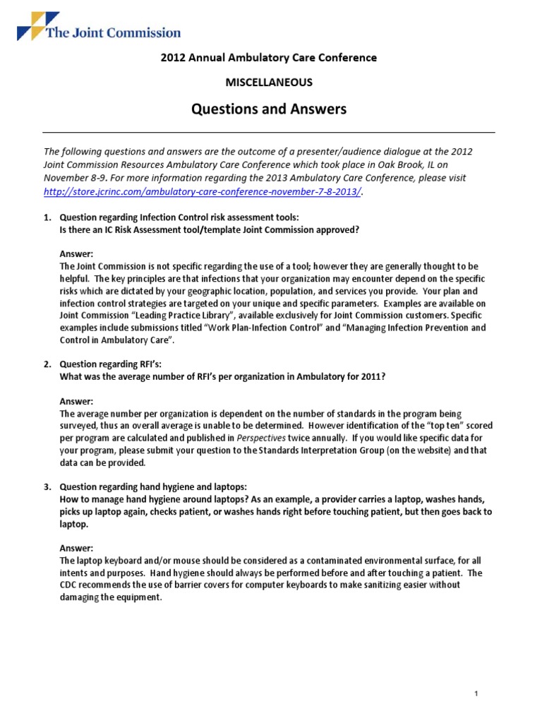 Questions and Answers: 2012 Annual Ambulatory Care Conference ...