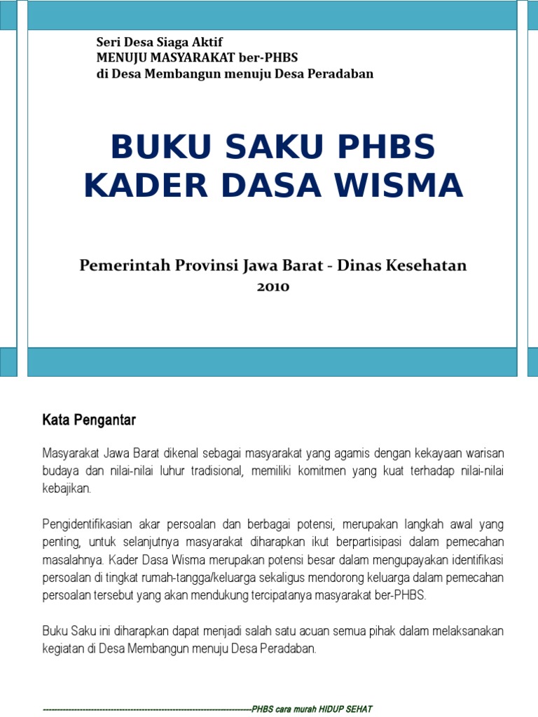 2010 Buku Saku PHBS Kader Dasa Wisma (DinKesPropJabar) | PDF