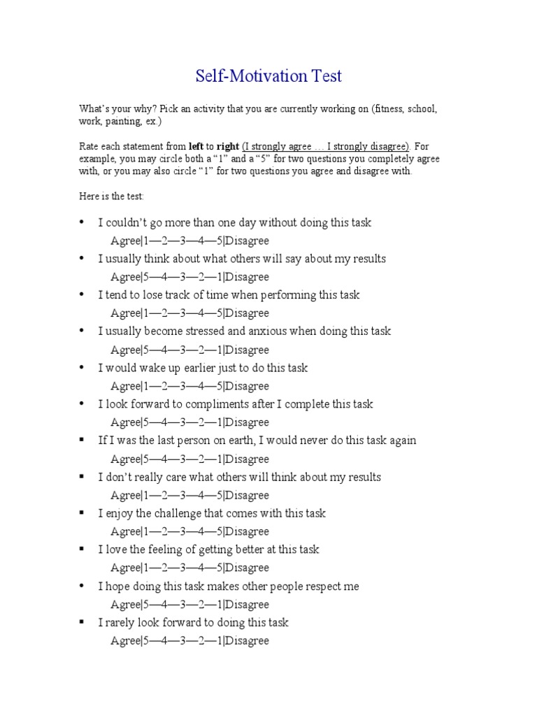Self Motivation Test | PDF | Motivation | Motivational