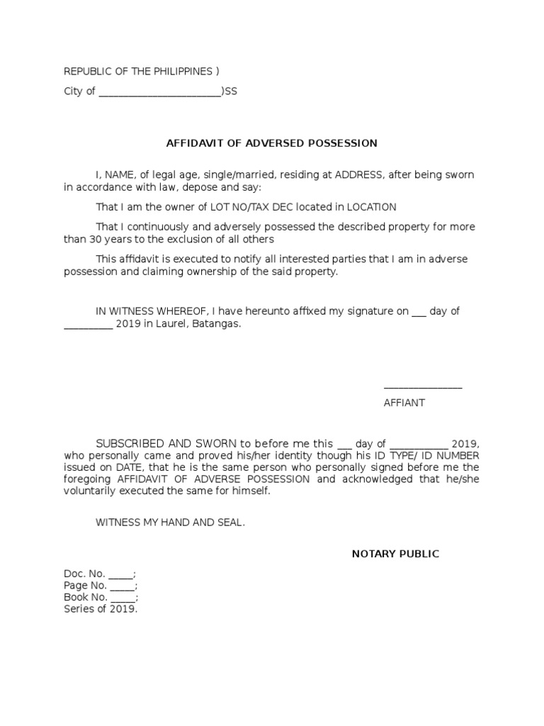 Affidavit of Possession | PDF