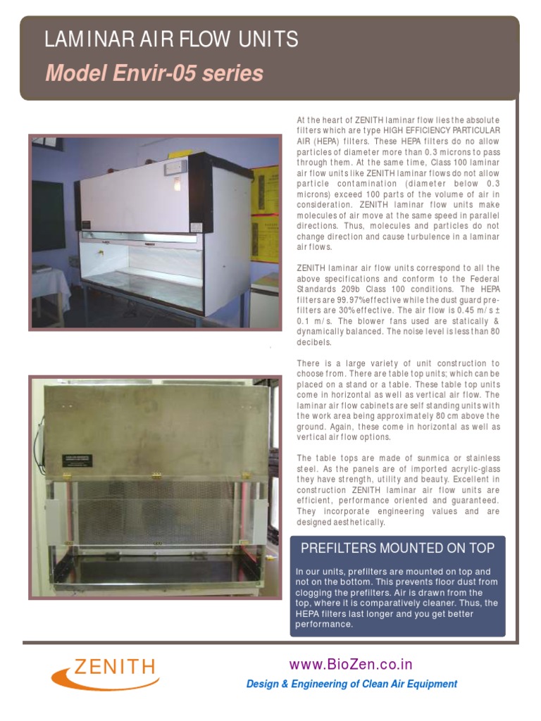 Model Envir-05 Series: Laminar Air Flow Units | PDF | Fluid Dynamics | Pressure Measurement