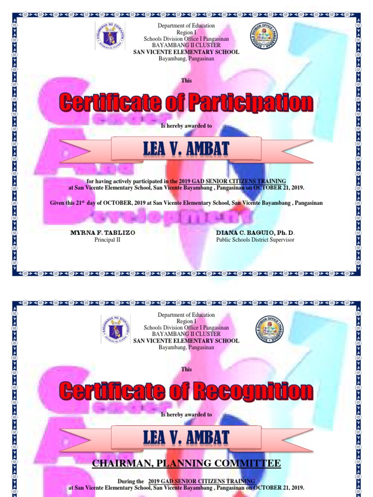 2019 Gad Certificate | PDF