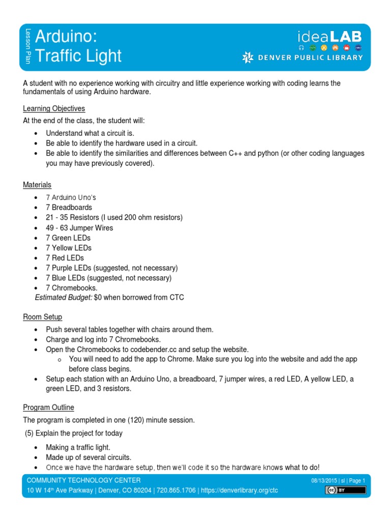 Arduino Traffic Light Leson Plan | PDF | Electronic Circuits | Arduino