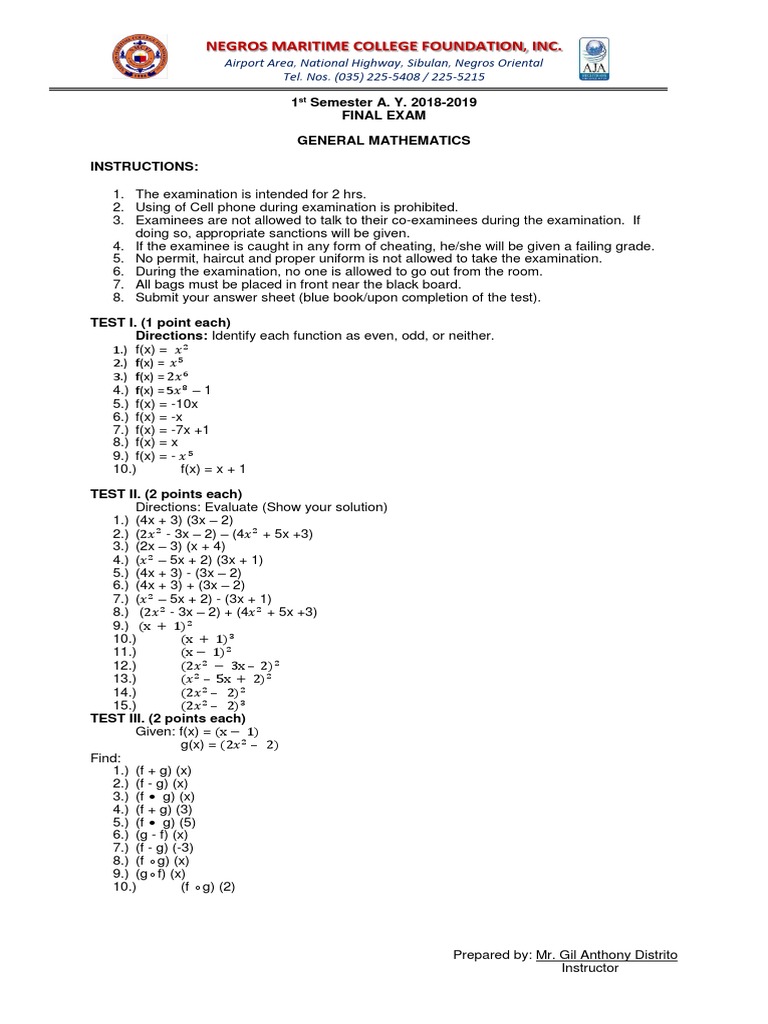 Negros Maritime College Foundation, Inc.: 1 Semester A. Y. 2018-2019 ...
