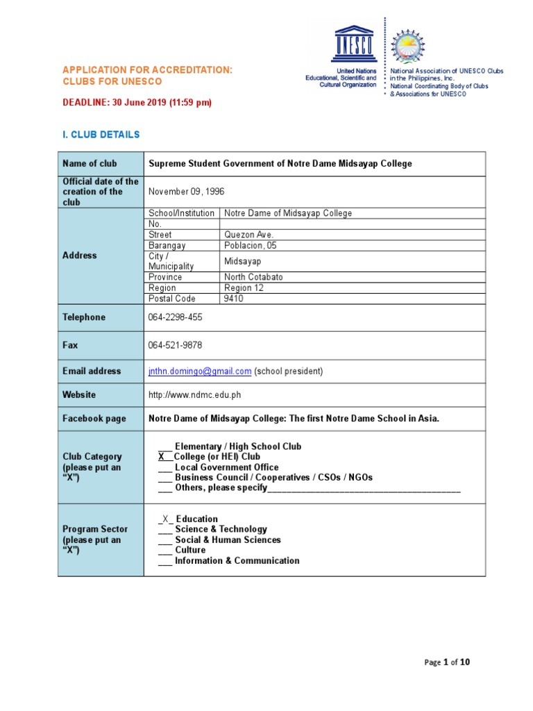 Application-Form Template - Doc UNESCO | PDF | Unesco