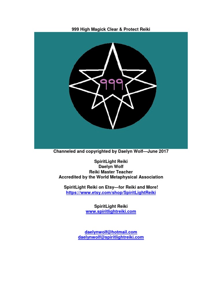 999 High Magick Clear & Protect Reiki - Daelyn Wolf PDF | PDF | Reiki ...