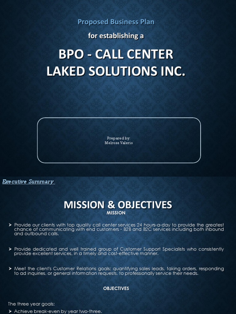 Bpo Business Plan | PDF | Call Centre | Invoice