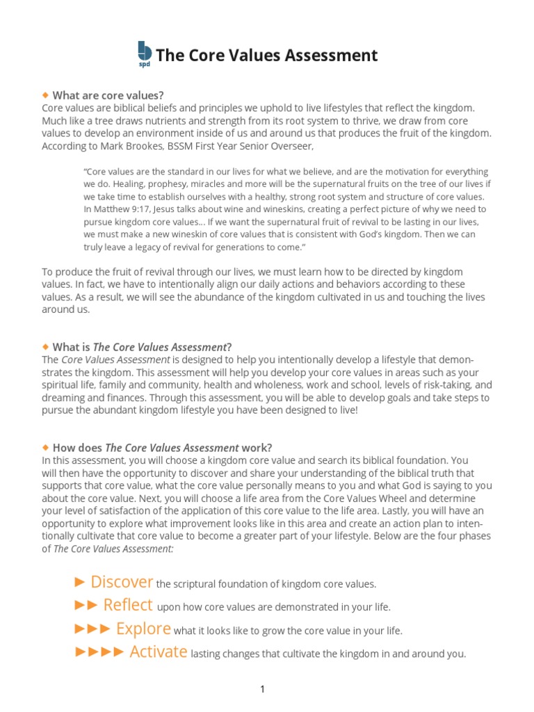 The Core Values For Ministry | Download Free PDF | Spirituality | Goal