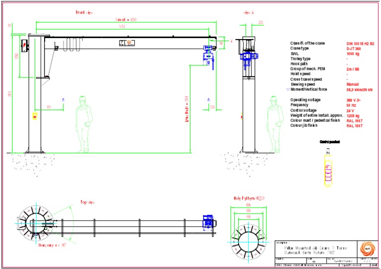 Din 15018 H2 B2 D-JT 360 1000 KG - 2M / M5 - Manual 58,3 Knm/39 KN 380 ...