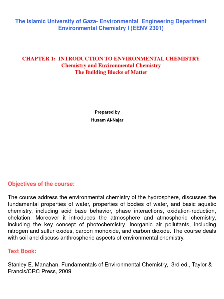 Chapter 1. Introduction To Environmental Chemistry | PDF | Chemical ...