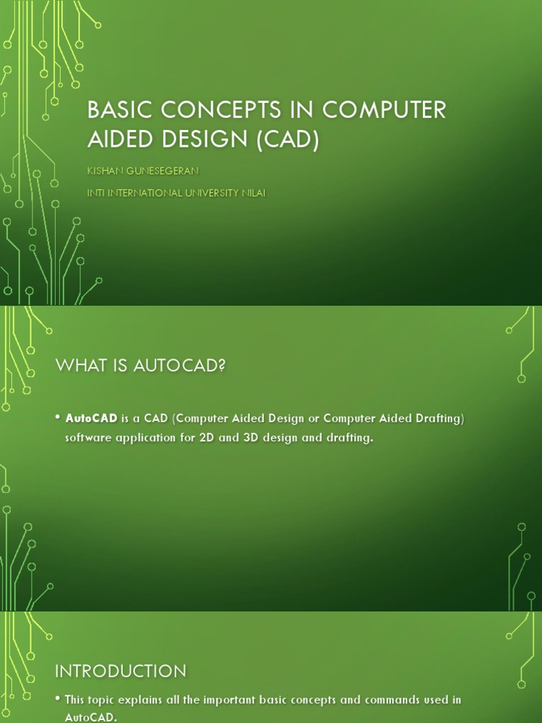 Basic Concepts In Computer Aided Design Cad Part1 Pdf Cartesian Coordinate System Auto Cad