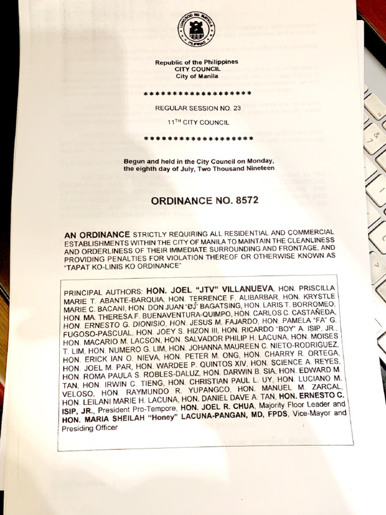 Manila's Tapat Ko, Linis Ko Ordinance | PDF
