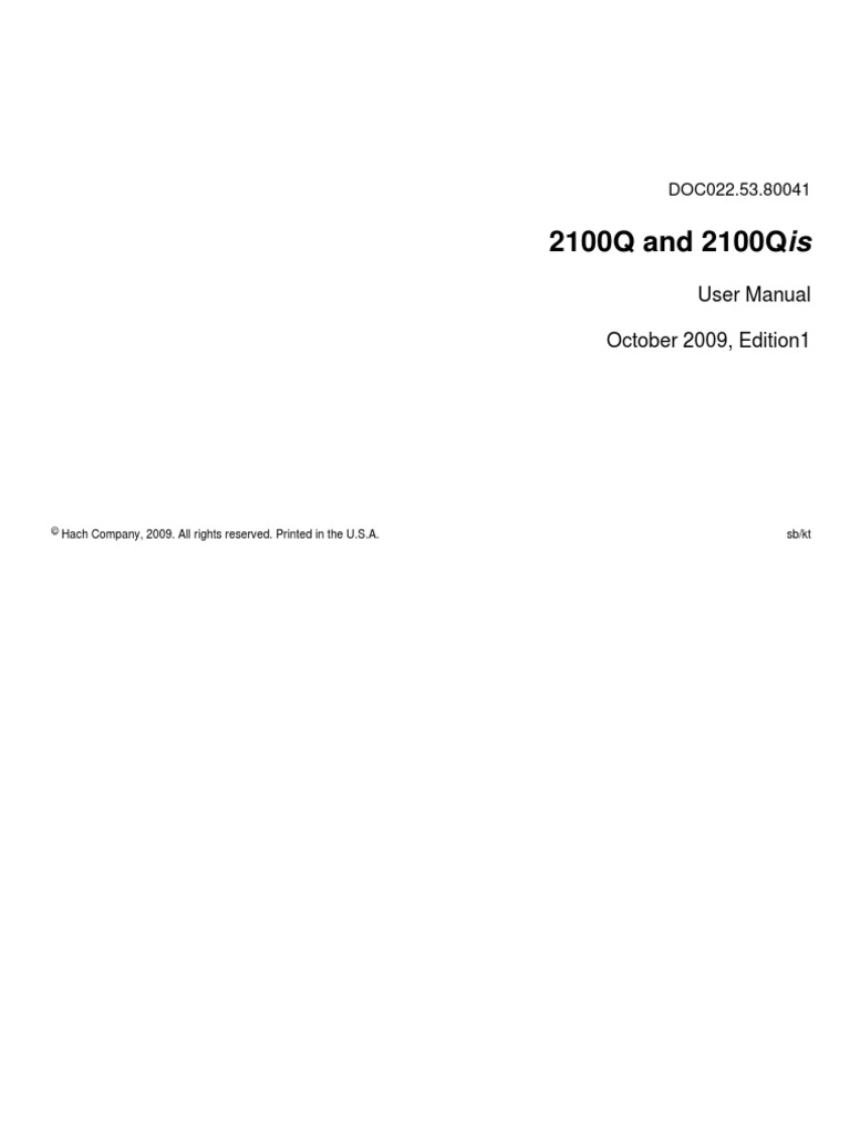 2100Q and 2100qis: User Manual October 2009, Edition1 | PDF ...