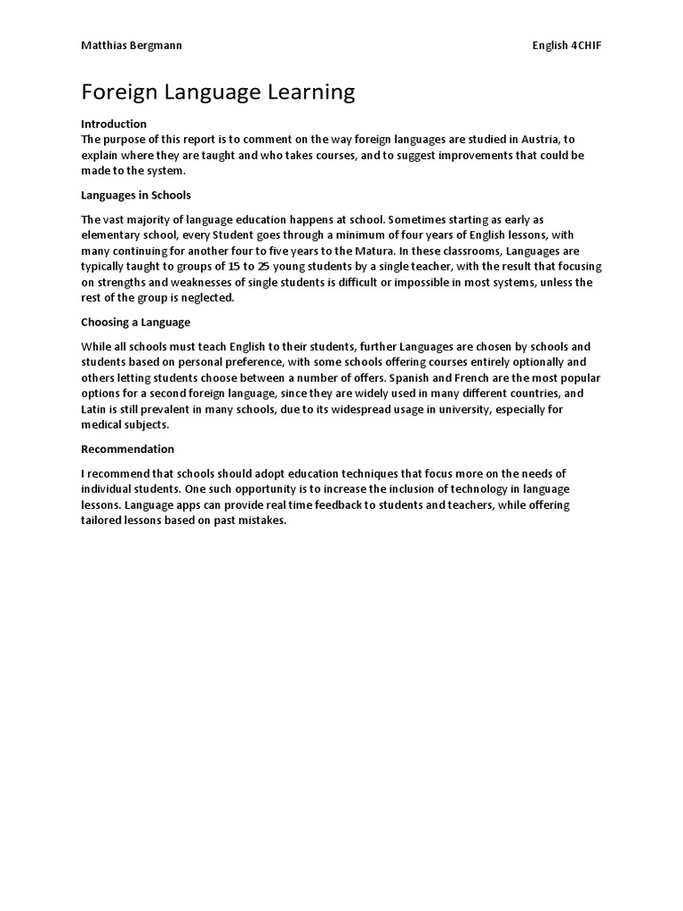 Language Learning Report | PDF Language Learning Report | PDF