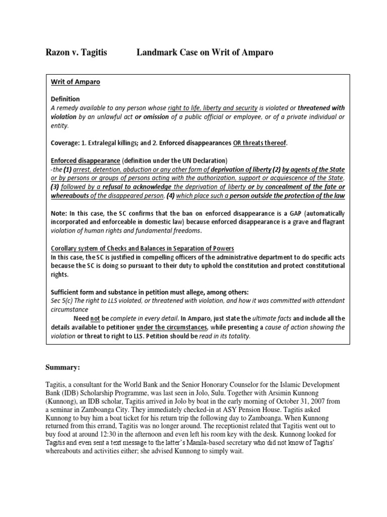 Razon V Tagitis Digest | PDF | Rights | Crime & Violence