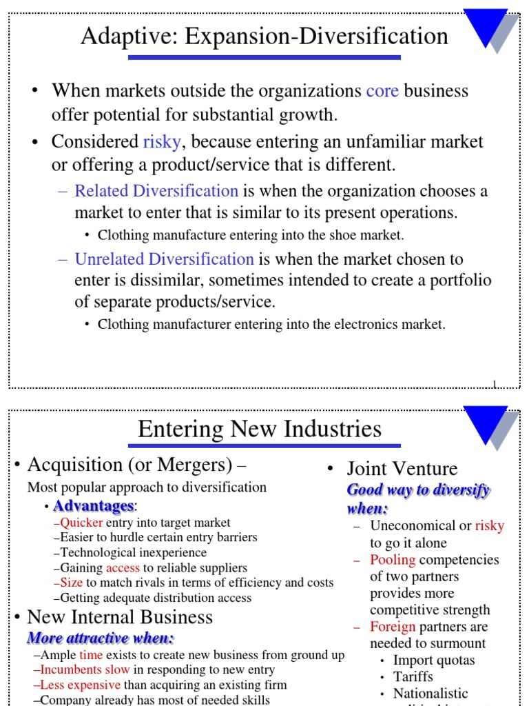 Adaptive: Expansion-Diversification: - When | PDF | Mergers And ...