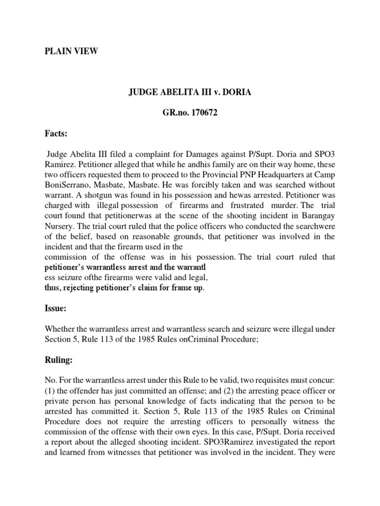 Plain View | PDF | Search Warrant | Search And Seizure